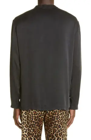 TOM FORD Henley Stretch Silk Pajama Shirt - Black