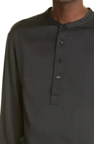 TOM FORD Henley Stretch Silk Pajama Shirt - Black