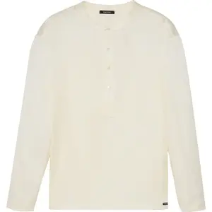 TOM FORD Henley Stretch Silk Pajama Shirt Ivory