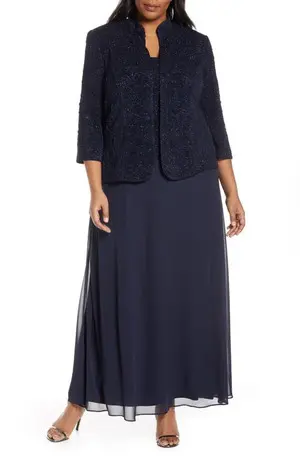 Alex Evenings Mock Two-piece Gown With Jacket