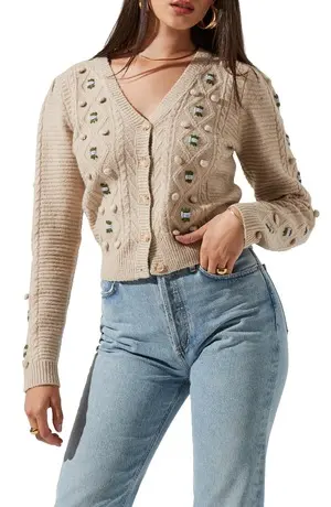 Astr The Label Embroidered Cardigan