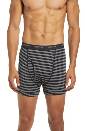 Nordstrom 3-pack Supima® Cotton Boxer Briefs - Charcoal Grey Htr- Stripe Pack
