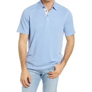 Johnston & Murphy Slub Polo - Light Blue