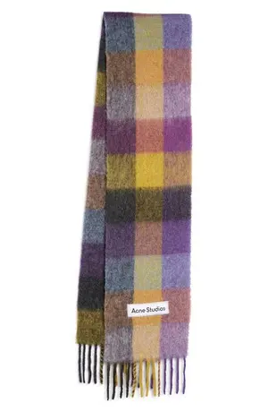 Acne Studios Vally Plaid Alpaca Anthracite Grey/yellow/purple