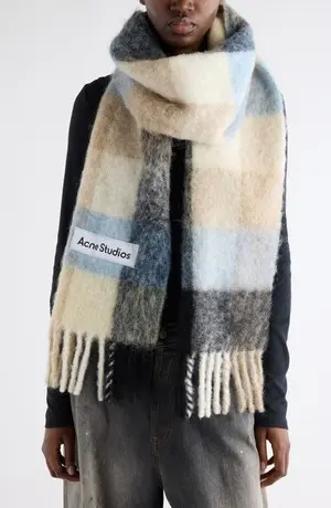 Acne Studios Vally Plaid Alpaca - Blue/beige/black