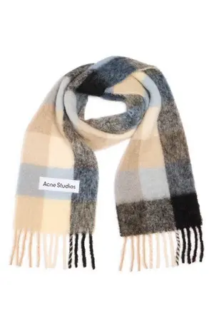 Acne Studios Vally Plaid Alpaca - Blue/beige/black