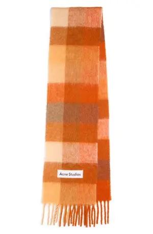 Acne Studios Vally Plaid Alpaca Bright Orange/white/apricot