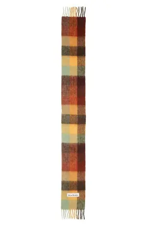 Acne Studios Vally Plaid Alpaca Chestnut Brown/yellow/green