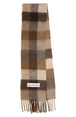 Acne Studios Vally Plaid Alpaca Dark Brown/white/brown