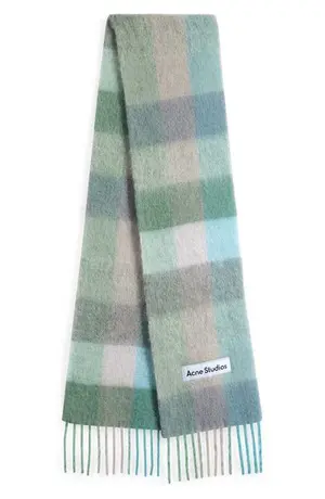 Acne Studios Vally Plaid Alpaca Turquoise/grey/mint Green