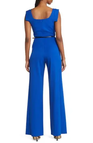 Black Halo Wide-leg Stretch-gabardine Jumpsuit - Cobalt