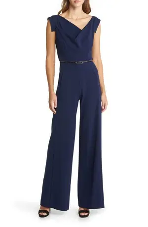 Black Halo Black Halo Wide-Leg Stretch-Gabardine Jumpsuit Eclipse