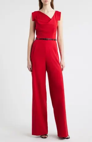 Black Halo Black Halo Wide-Leg Stretch-Gabardine Jumpsuit Red