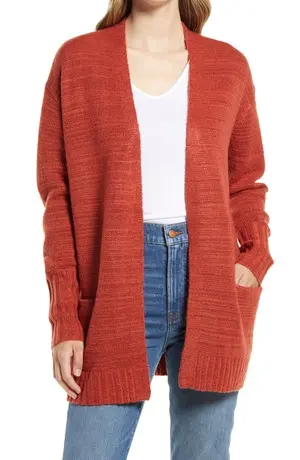 Caslon Open Front Cardigan - Rust Spice