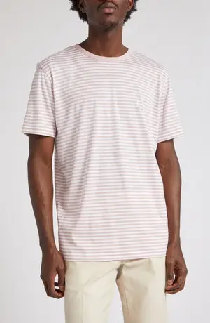 Sunspel Crewneck T-shirt Shell Pink/white Stripe