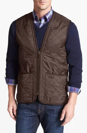Barbour Polarquilt Relaxed Fit Zip-in Liner Waistcoat - Dark Brown