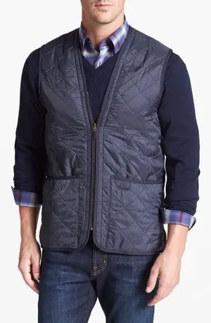 Barbour Polarquilt Relaxed Fit Zip-in Liner Waistcoat - Navy