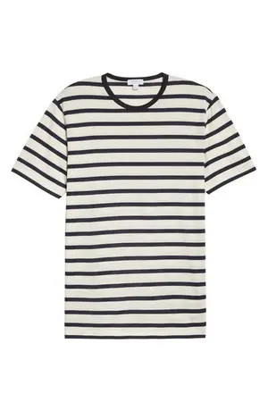 Sunspel Stripe T-shirt - White/navy