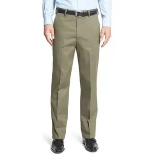 Berle Classic Fit Cotton Dress Pants - Olive
