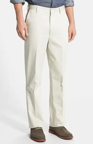 Berle Classic Fit Cotton Dress Pants - Stone