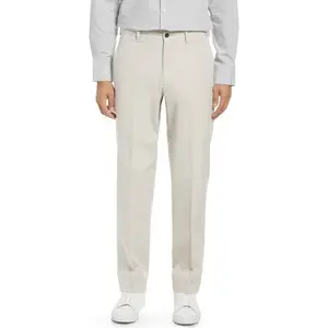 Berle Charleston Khakis Flat Front Cotton Poplin Dress Pants - Stone