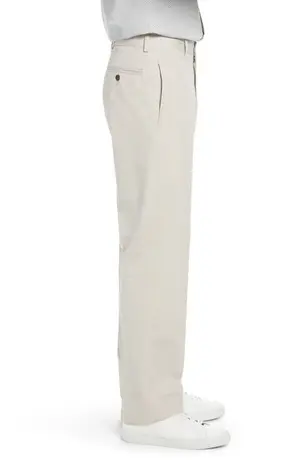 Berle Charleston Khakis Flat Front Cotton Poplin Dress Pants - Stone