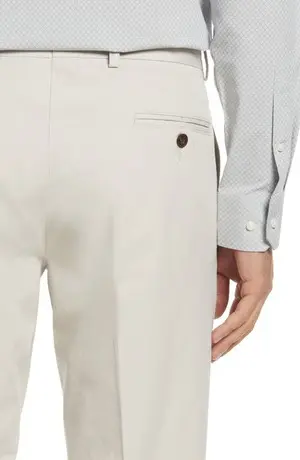 Berle Charleston Khakis Flat Front Cotton Poplin Dress Pants - Stone