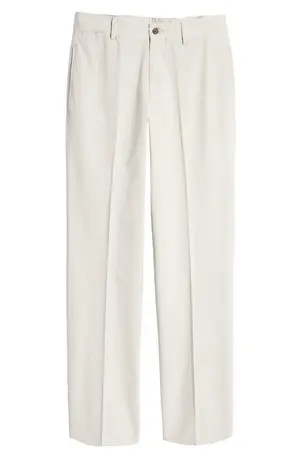 Berle Charleston Khakis Flat Front Cotton Poplin Dress Pants - Stone
