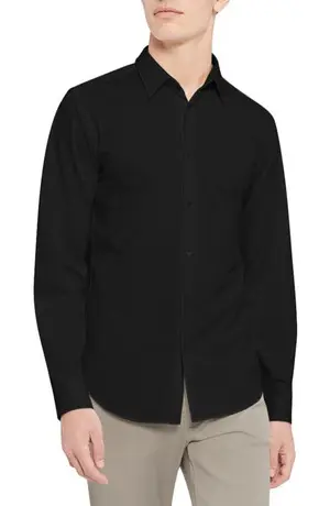 Theory Sylvain Nd Structure Knit Button-up Shirt - Blk