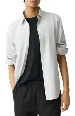 Theory Sylvain Nd Structure Knit Button-up Shirt Fog