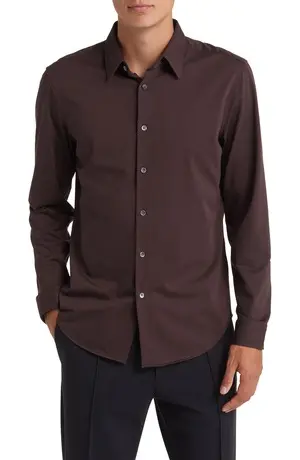 Theory Sylvain Nd Structure Knit Button-up Shirt Malbec