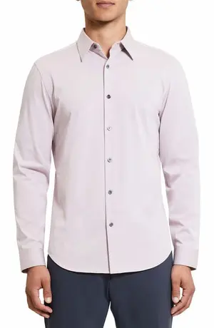 Theory Sylvain Nd Structure Knit Button-up Shirt Viola - Hgt
