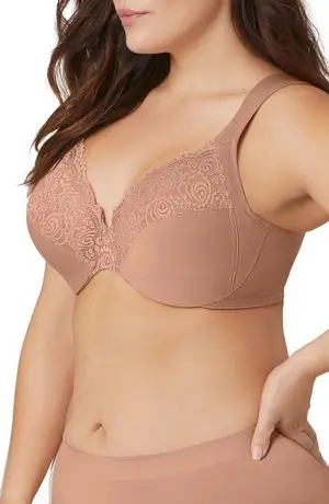 GLAMORISE Wonderwire® Low Cut Lace Underwire Bra - Cappuccino
