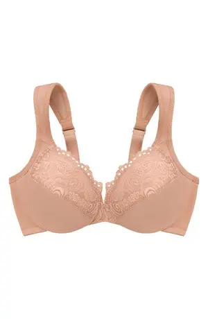 GLAMORISE Wonderwire® Low Cut Lace Underwire Bra - Cappuccino
