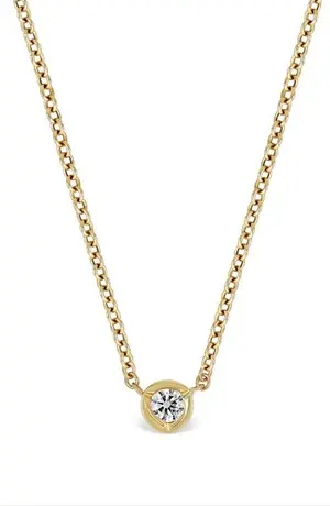 Bony Levy Petite Bezel Diamond Solitaire Necklace - Yellow Gold/ Diamond