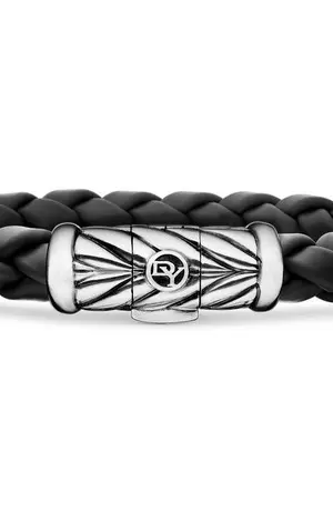 David Yurman Chevron Bracelet - Black Rubber/silver