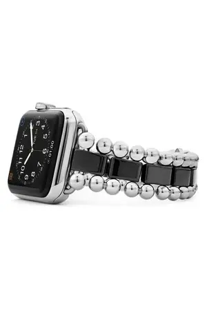 Lagos Smart Caviar Apple Watch® Band - Silver/black Ceramic