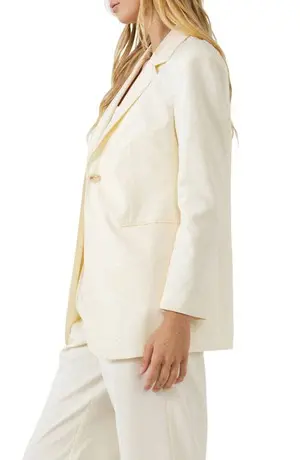Endless Rose Oversized Single Breasted Blazer - Ivory