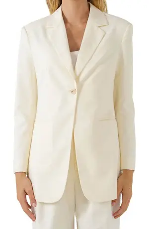Endless Rose Oversized Single Breasted Blazer - Ivory