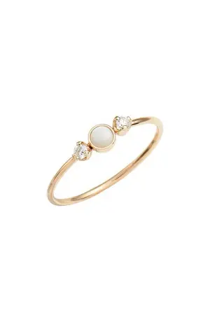 Zoe Chicco Diamond And Opal Ring - Yellow Gold