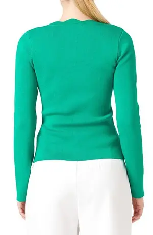 Endless Rose Scallop Square Neck Sweater - Green