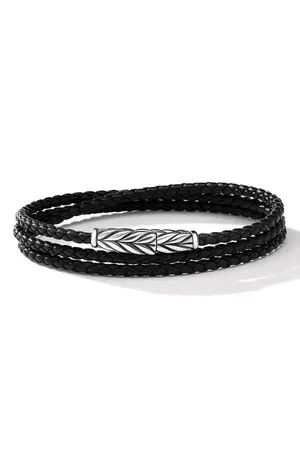 David Yurman David Yurman Chevron Triple Wrap Bracelet Black Leather