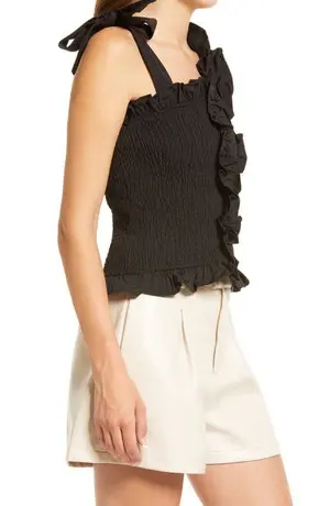 AMY LYNN Shirred Asymmetrical Top