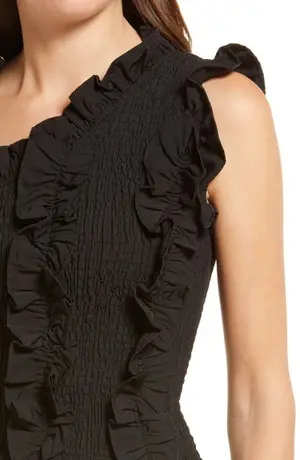 AMY LYNN Shirred Asymmetrical Top