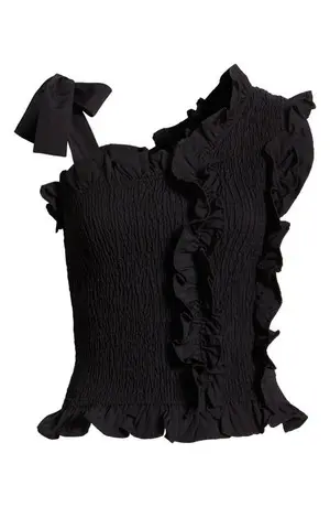 AMY LYNN Shirred Asymmetrical Top