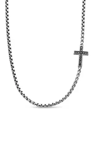 David Yurman Cross Station Necklace - Black Diamond