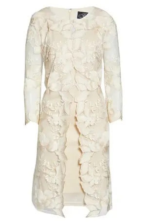 Alex Evenings Embroidered Lace Jacket Dress - Chai/ivory