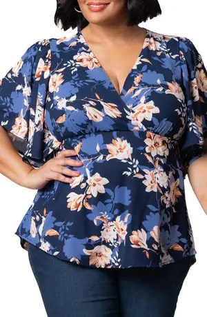 KIYONNA Seaside Serenade Top - Blue Blossom Bliss