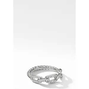 David Yurman Stax Diamond Chain Ring - White Gold