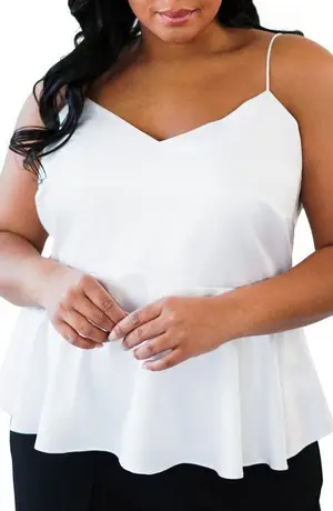 MAREE POUR TOI Silk Peplum Tank